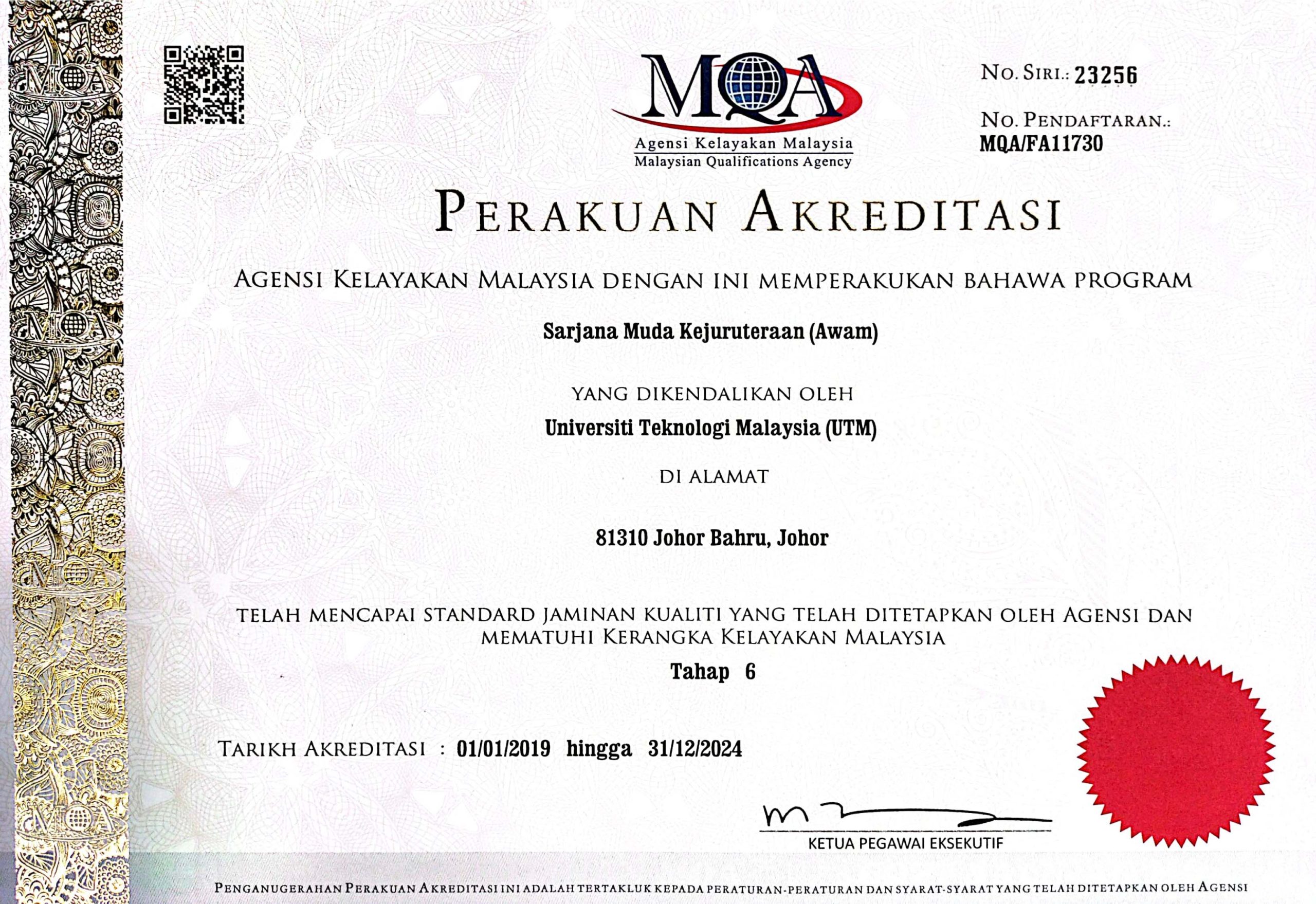 Programme Accreditation – UTMSPACE